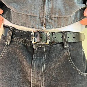 Accessories | Vintage Style Black American Western Floral Design Belt ...